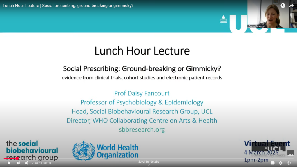 Lunch Hour Lecture: Social prescribing - SBRG